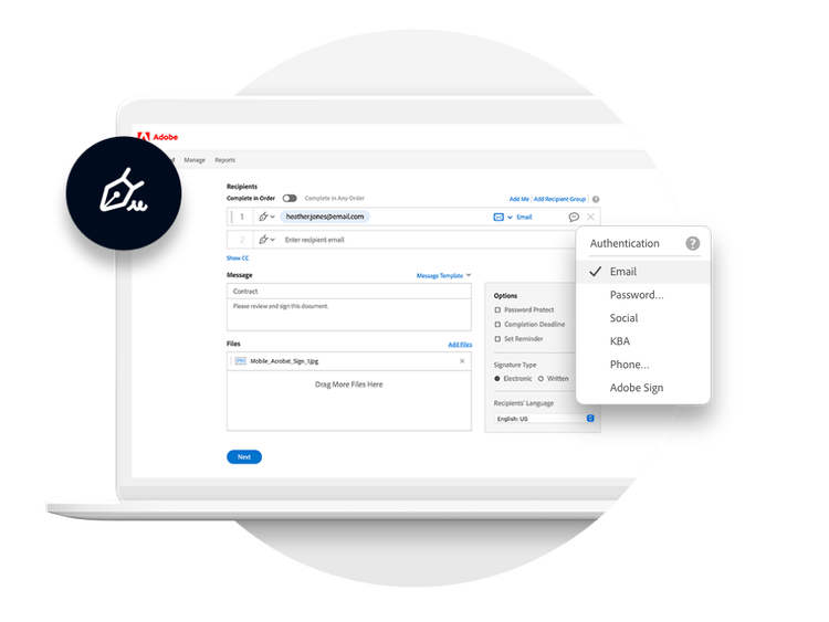 Autenticação de identidade para assinaturas eletrônicas | Acrobat Sign