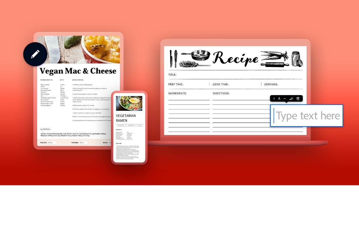 3 modelos de receitas disponíveis para download gratuito | Adobe Acrobat