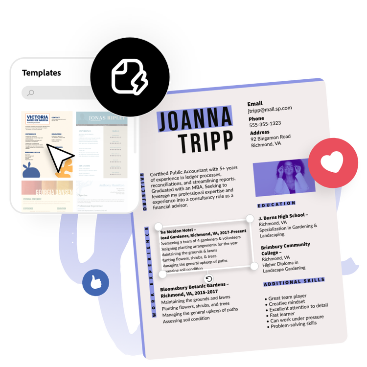 Criar CV online grátis - fácil e profissional | Adobe Express