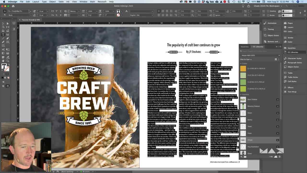 Adobe InDesign Part 2 Column Guides Text Frames And Templates