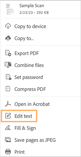 Modify your scans — Adobe Scan for iOS