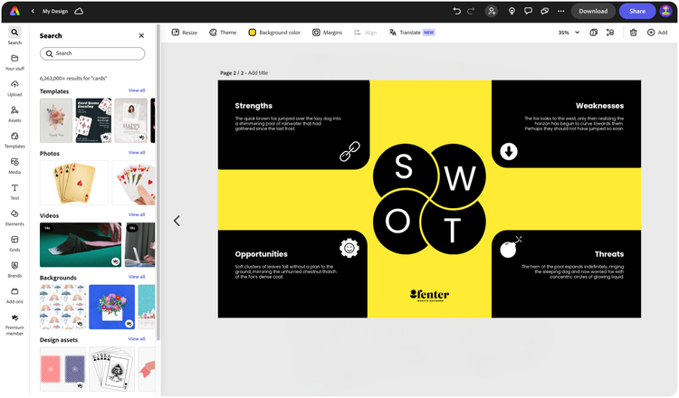 Free SWOT Analysis Chart Maker | Adobe Express