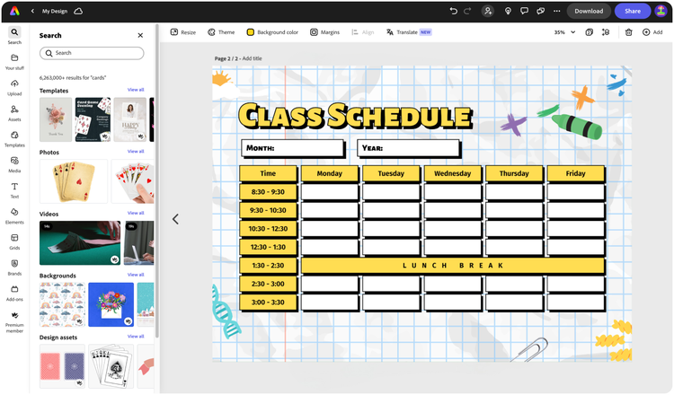 Free Online Customizable Class Schedule Maker | Adobe Express