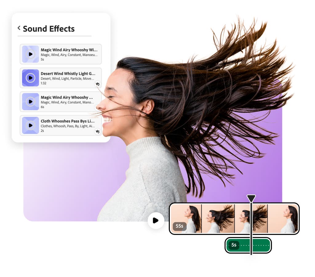 Add Whoosh Sound Effects for Free | Adobe Express Audio Editing