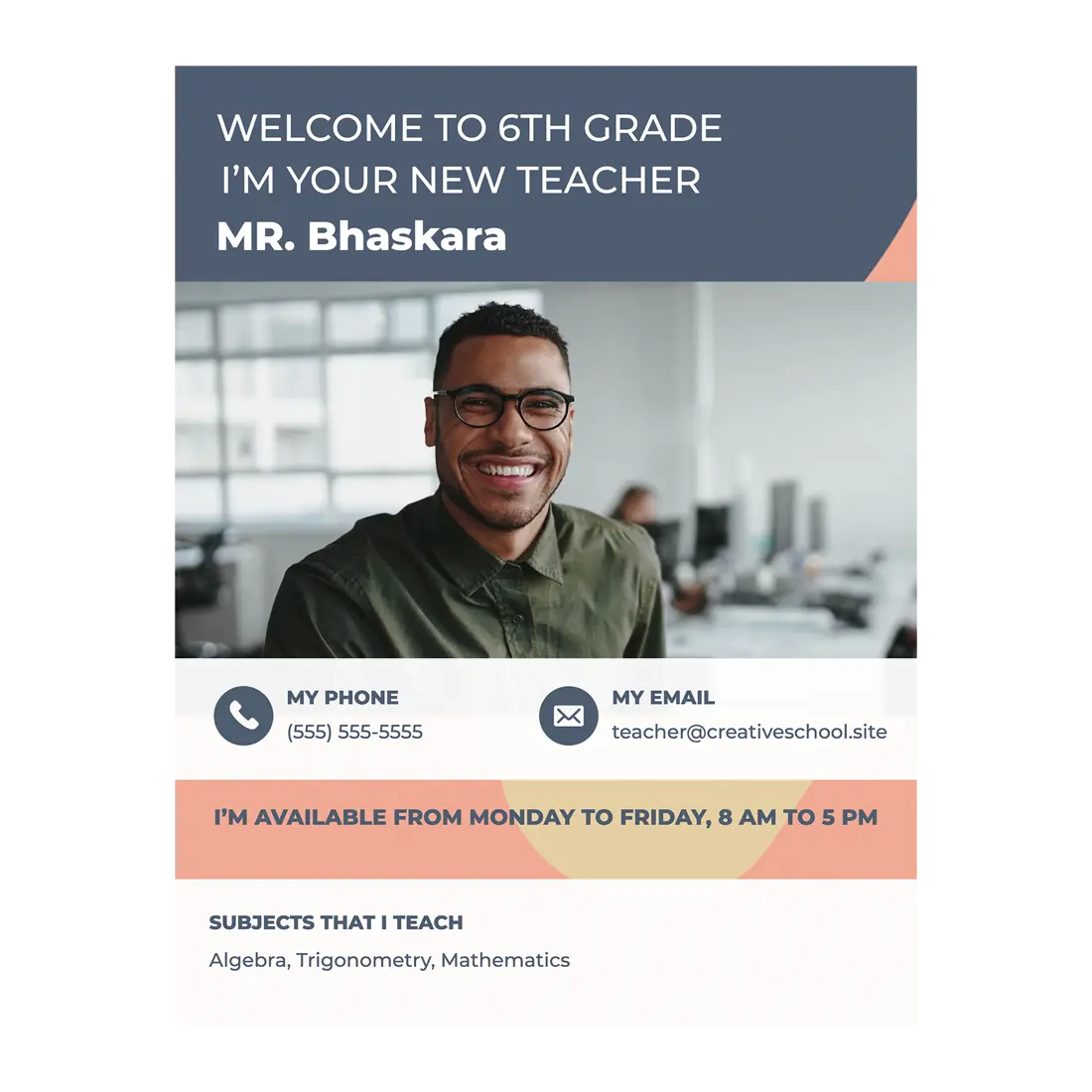 Create an “All about me poster” to introduce yourself to new students.