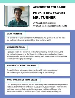 Create an “All about me poster” to introduce yourself to new students.