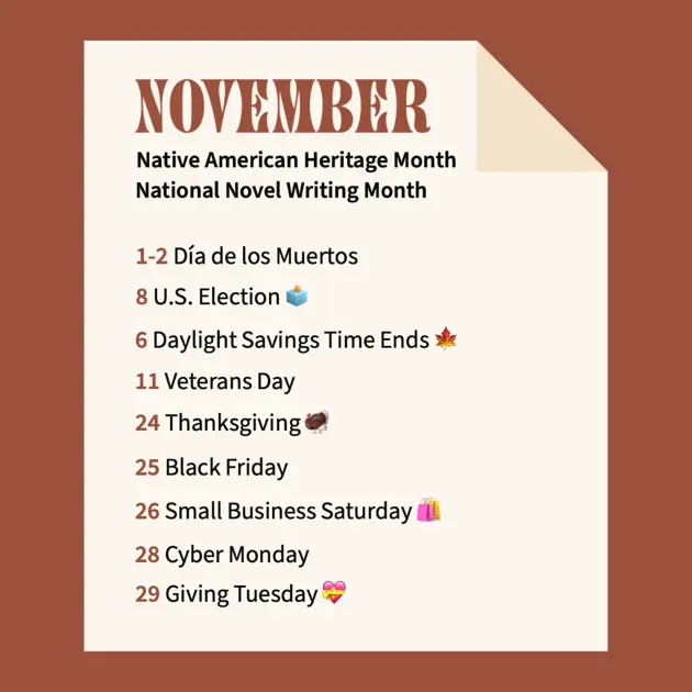 Key marketing and social media days for November 2022