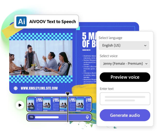 Trasforma il testo in voce | Adobe Express