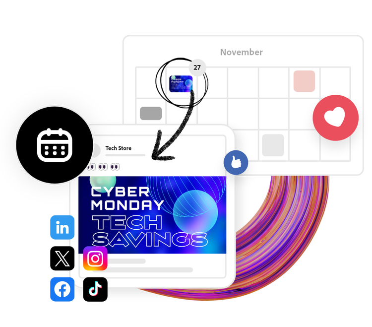 無料のSNSコンテンツプランナー：SNS投稿予約アプリ | Adobe Express