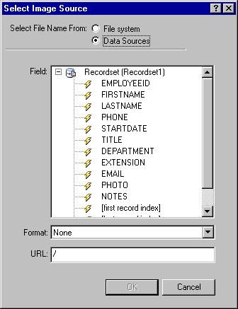 Macromedia Dreamweaver UltraDev 4 - Using dynamic images: Inserting dynamic images